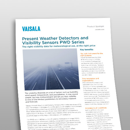 Present Weather Detectors and Visibility Sensors PWD Series Vaisala ...