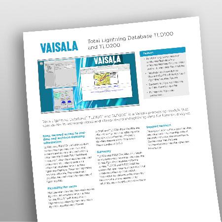 Thunderstorm Total Lightning Database TLD100 and TLD200 | Vaisala
